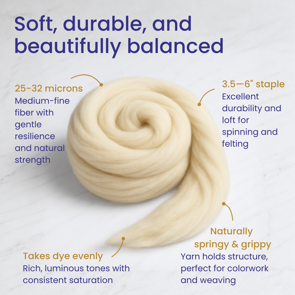 Corriedale Cross Combed Wool Top – Undyed Spinning & Felting Fiber ...
