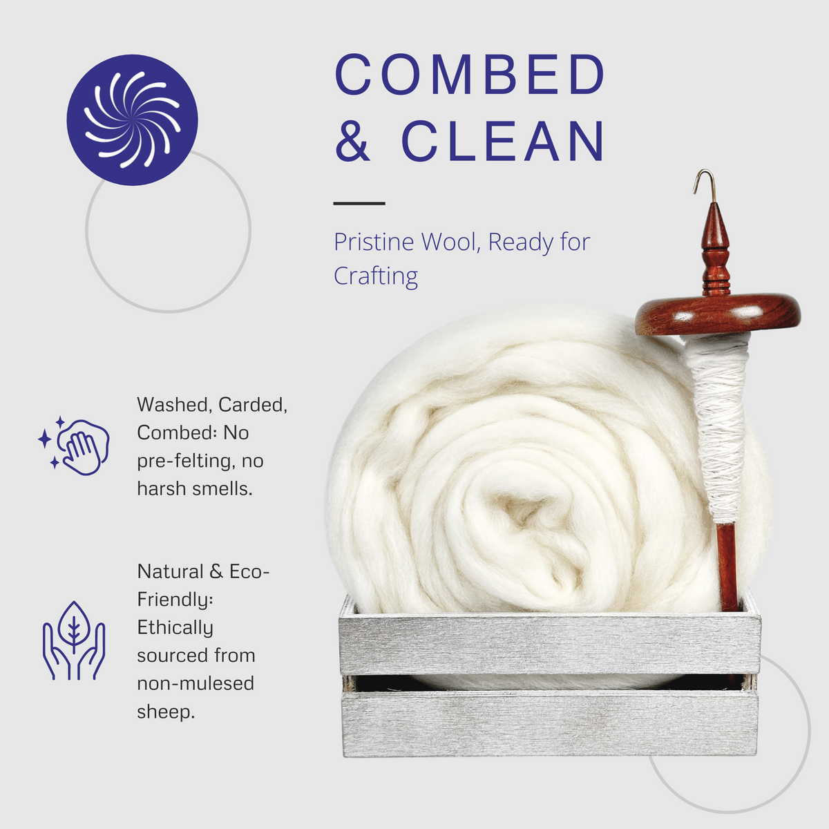 Undyed Merino Wool Roving Top | Revolution Fibers