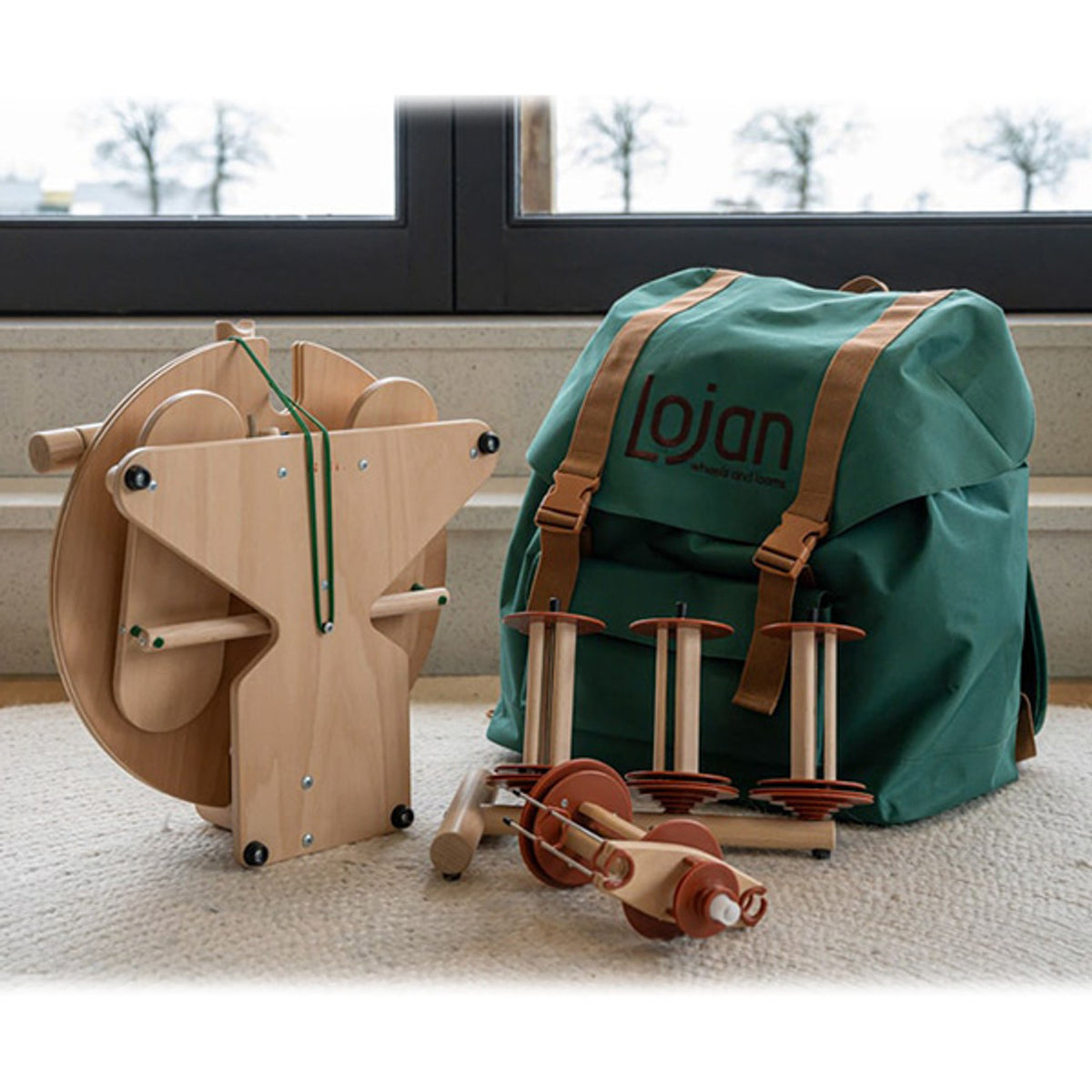 Lojan Travel Buddy Spinning Wheel | Double Treadle — Revolution Fibers