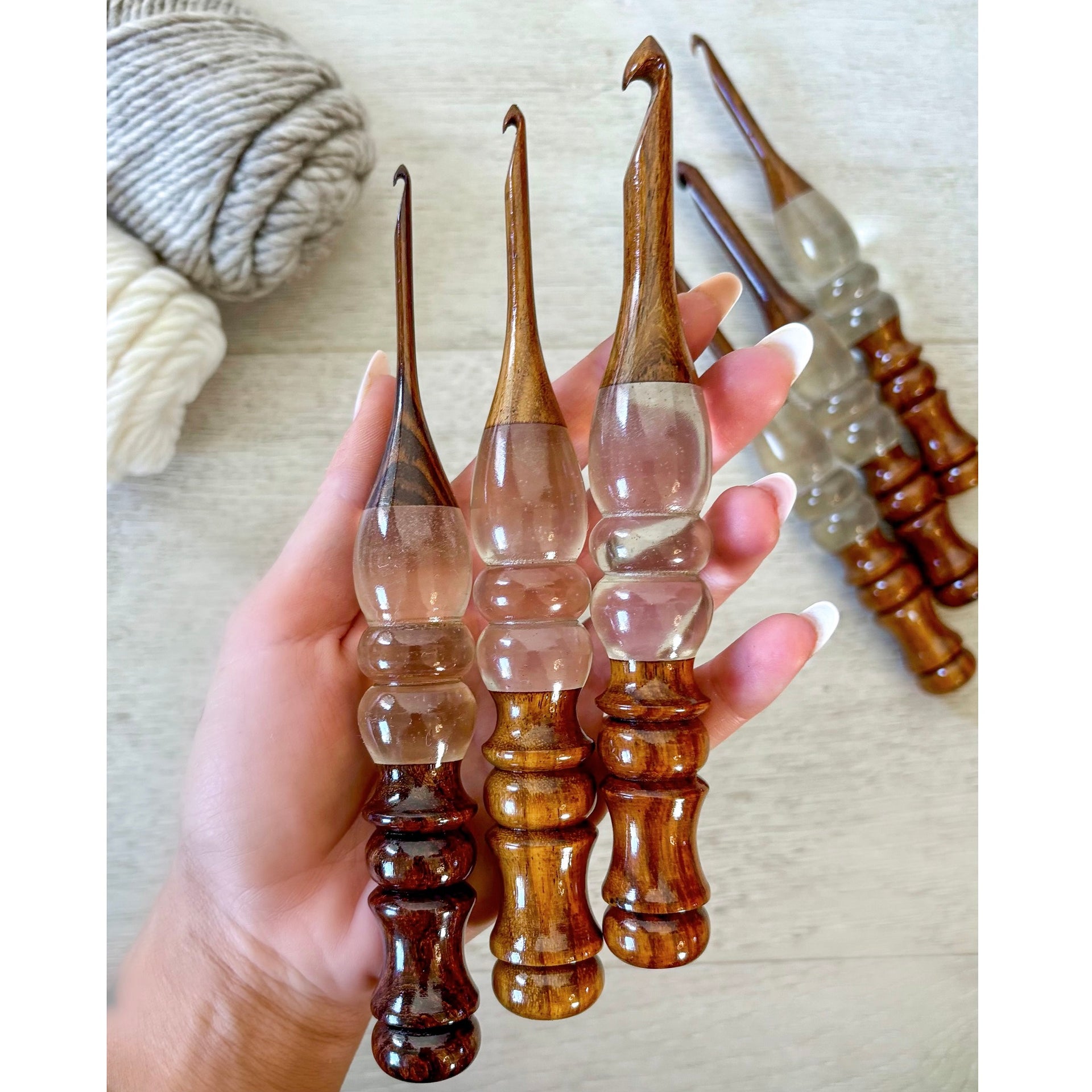 Starlight Ergonomic Crochet Hooks | Rosewood & Resin — Revolution Fibers