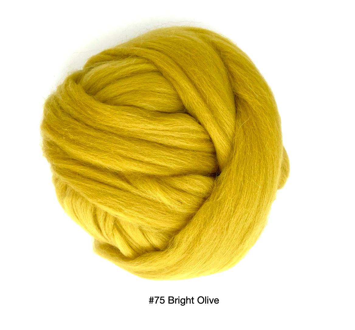 Polish Merino Wool Top - Bright Olive — Revolution Fibers