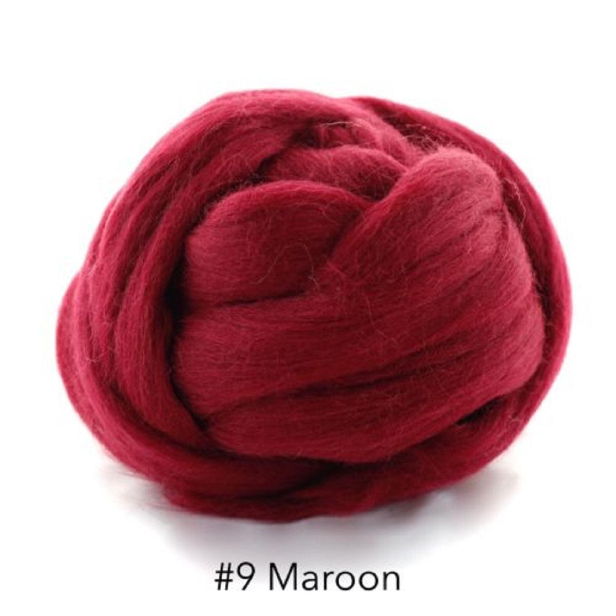 Polish Merino Wool Top - Maroon — Revolution Fibers